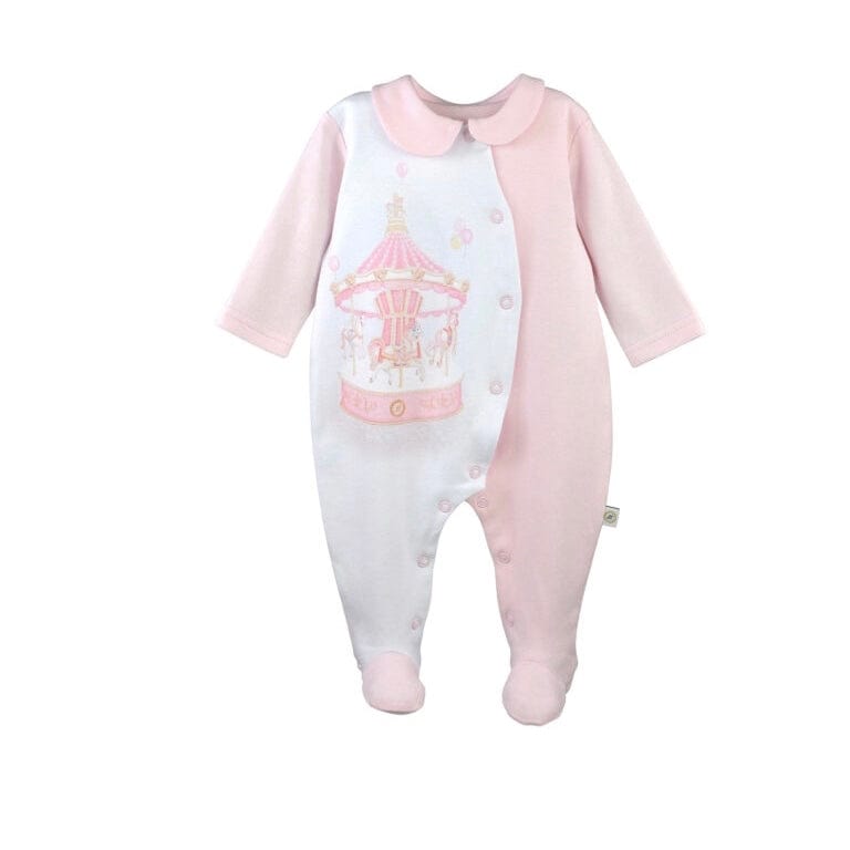 FIRST BABY - Carousel Babygrow - Pink – Bluebells Boutique