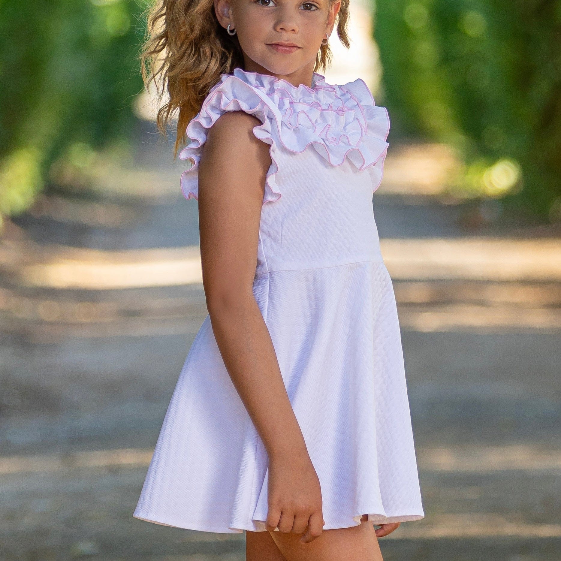 BABINE - Ruffle Neck Dress - Baby Pink – Bluebells Boutique
