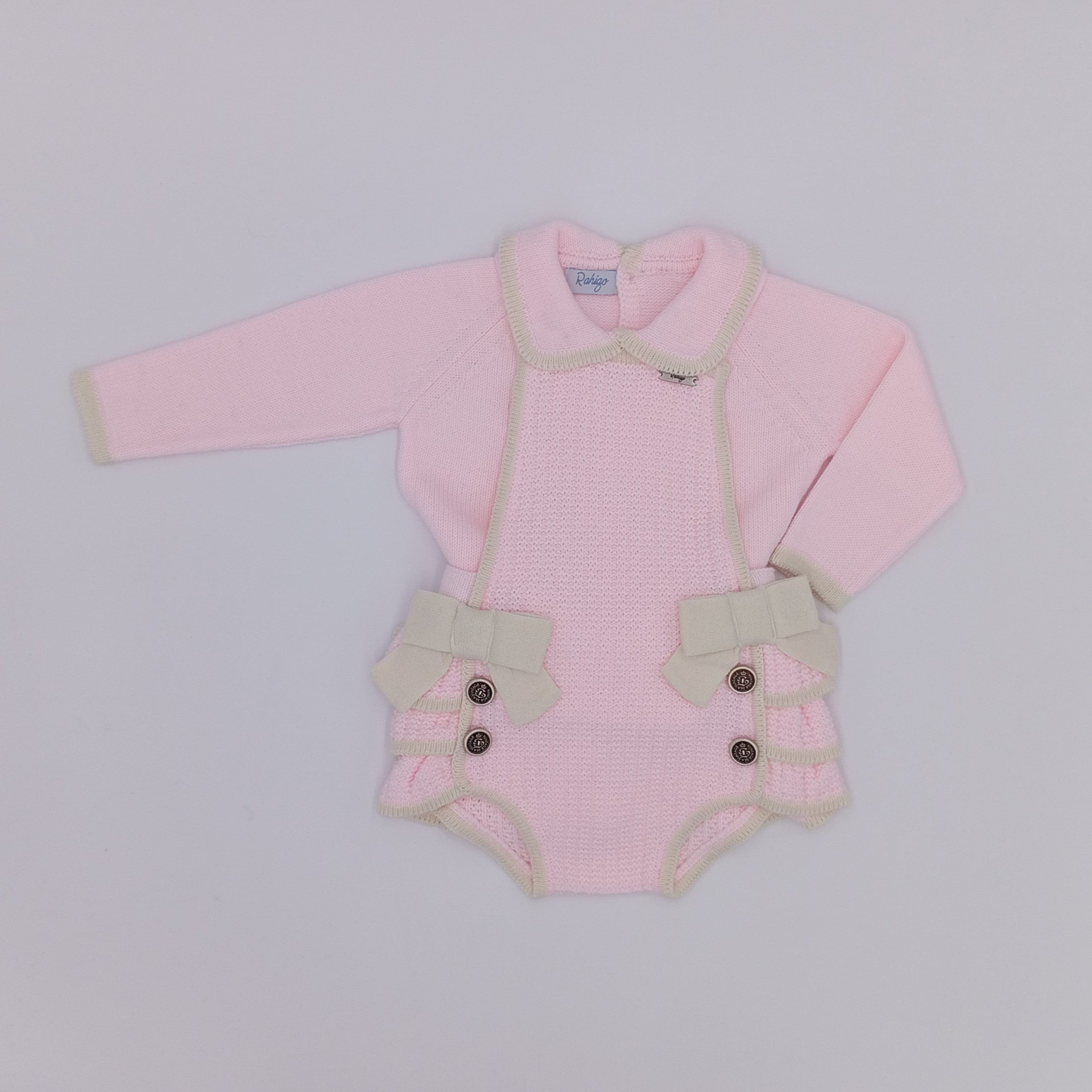 Rahigo - Three Piece Cream Trim Pinafore Set - Baby Pink – Bluebells ...