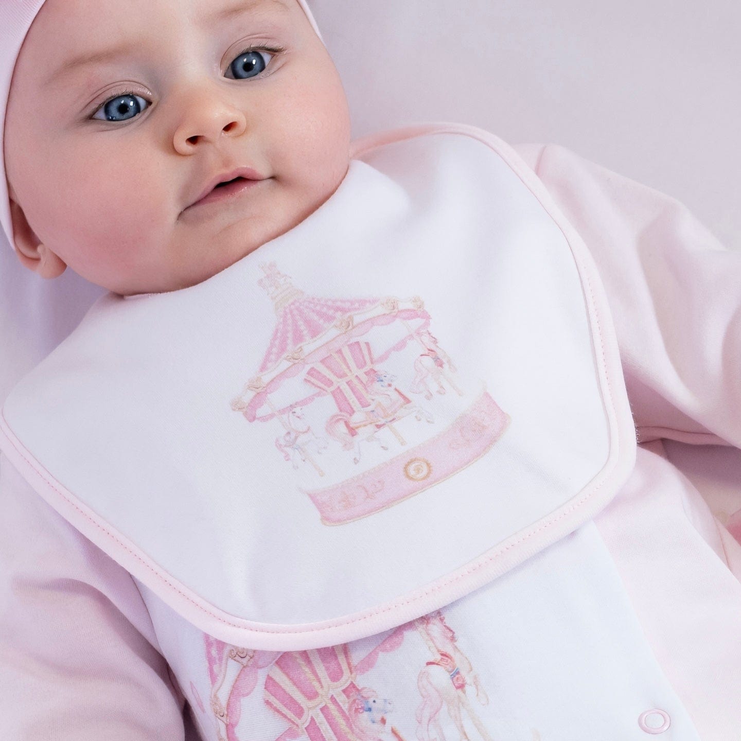 FIRST BABY - Carousel Bib - Pink – Bluebells Boutique