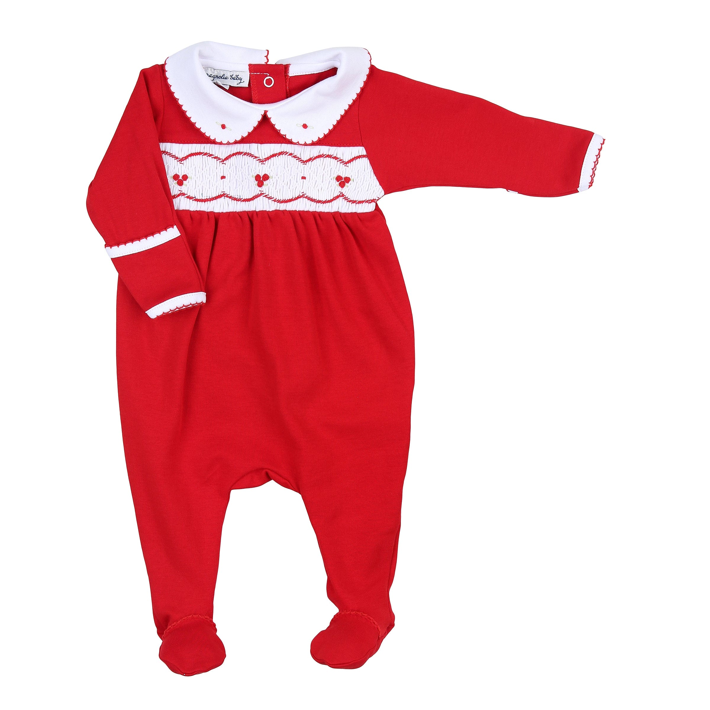 MAGNOLIA BABY - Cora & Cooper Smocked Three Piece Babygrow Set - Red ...