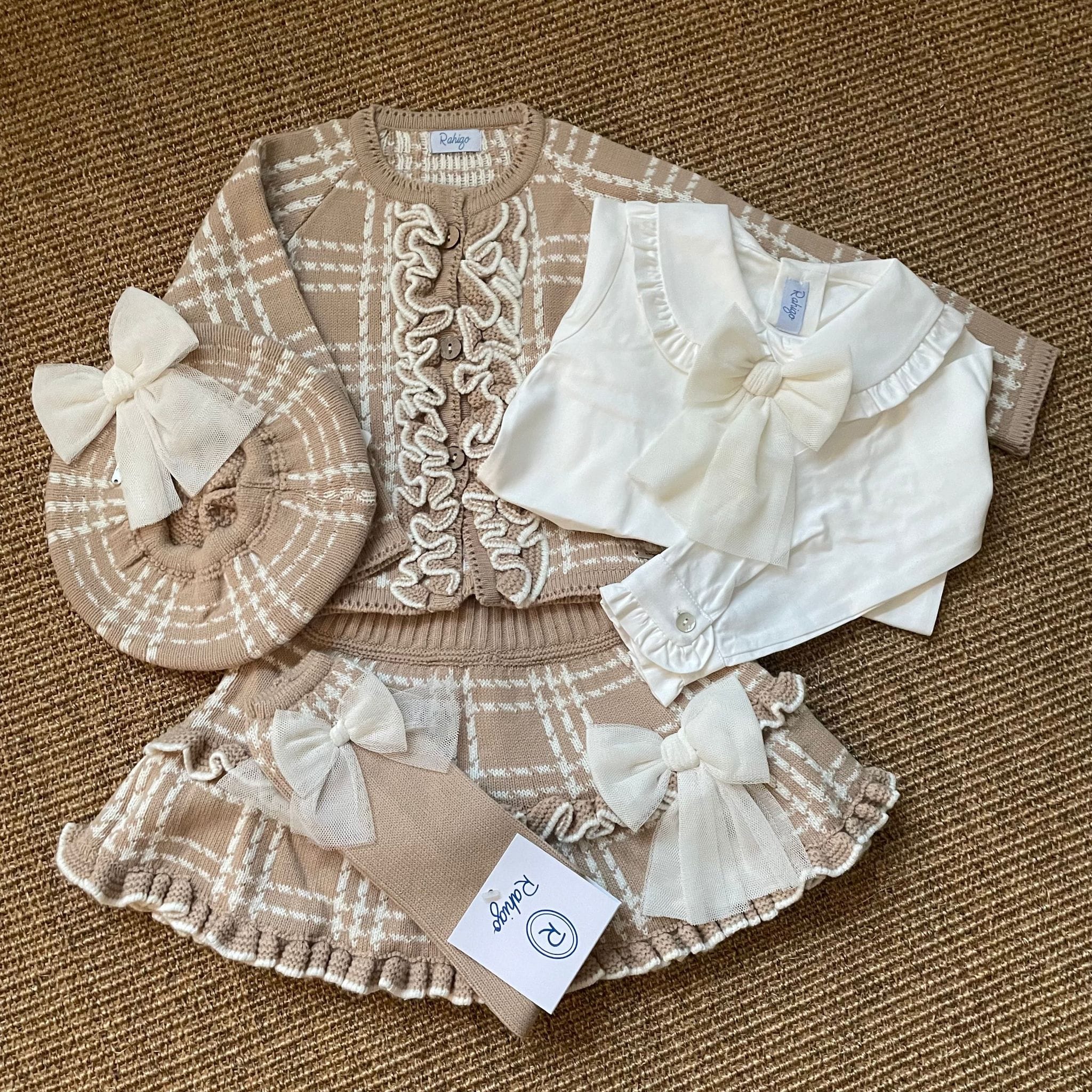 Rahigo - Five Piece Check Skirt Set - Camel – Bluebells Boutique