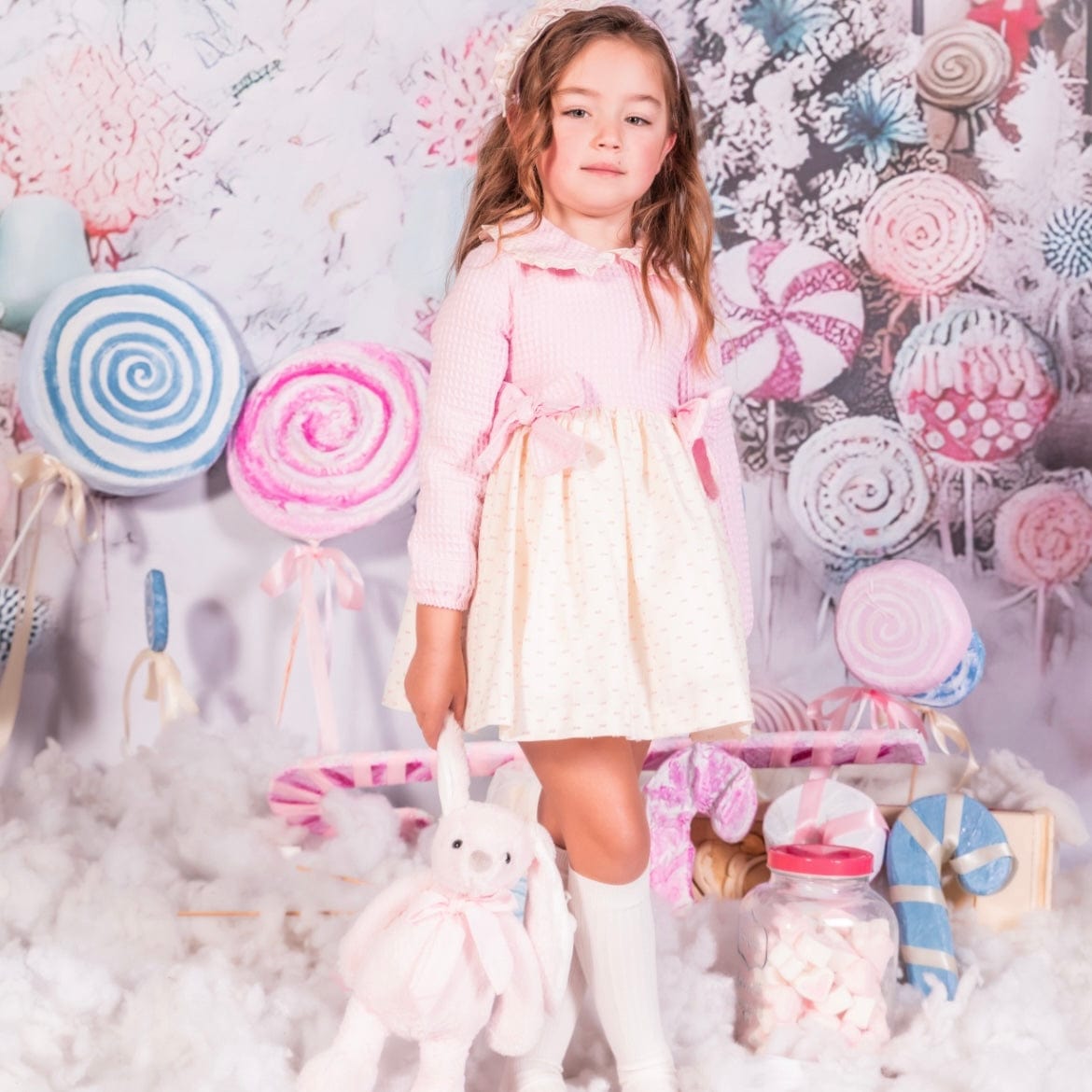 BABINE - Waffle Peter Pan Collar Puffball - Baby Pink – Bluebells Boutique