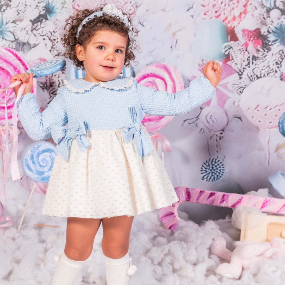 BABINE - Waffle Peter Pan Collar Puffball - Baby Blue – Bluebells Boutique