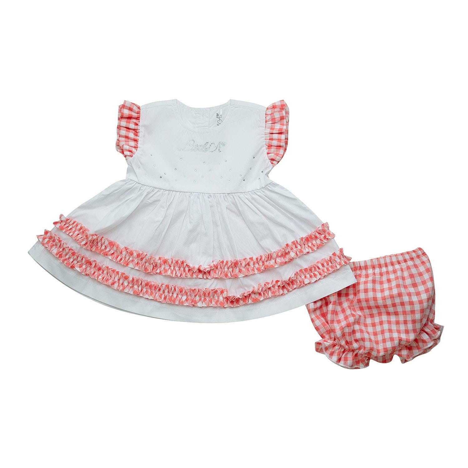 LITTLE A - Heather Pretty Polka Check Dress - White – Bluebells Boutique