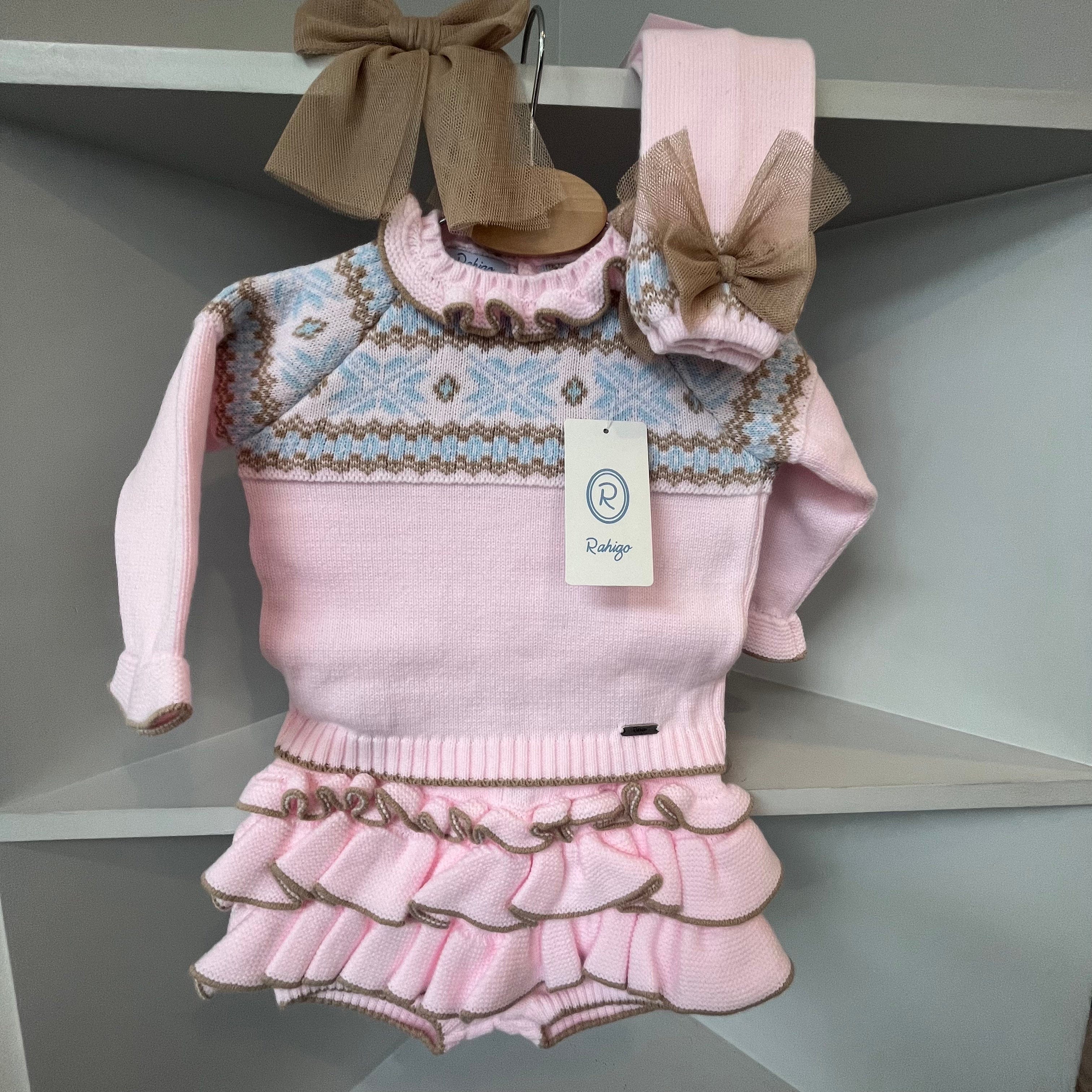 Rahigo - Four Piece Fairisle Skirt Set - Baby Pink – Bluebells Boutique